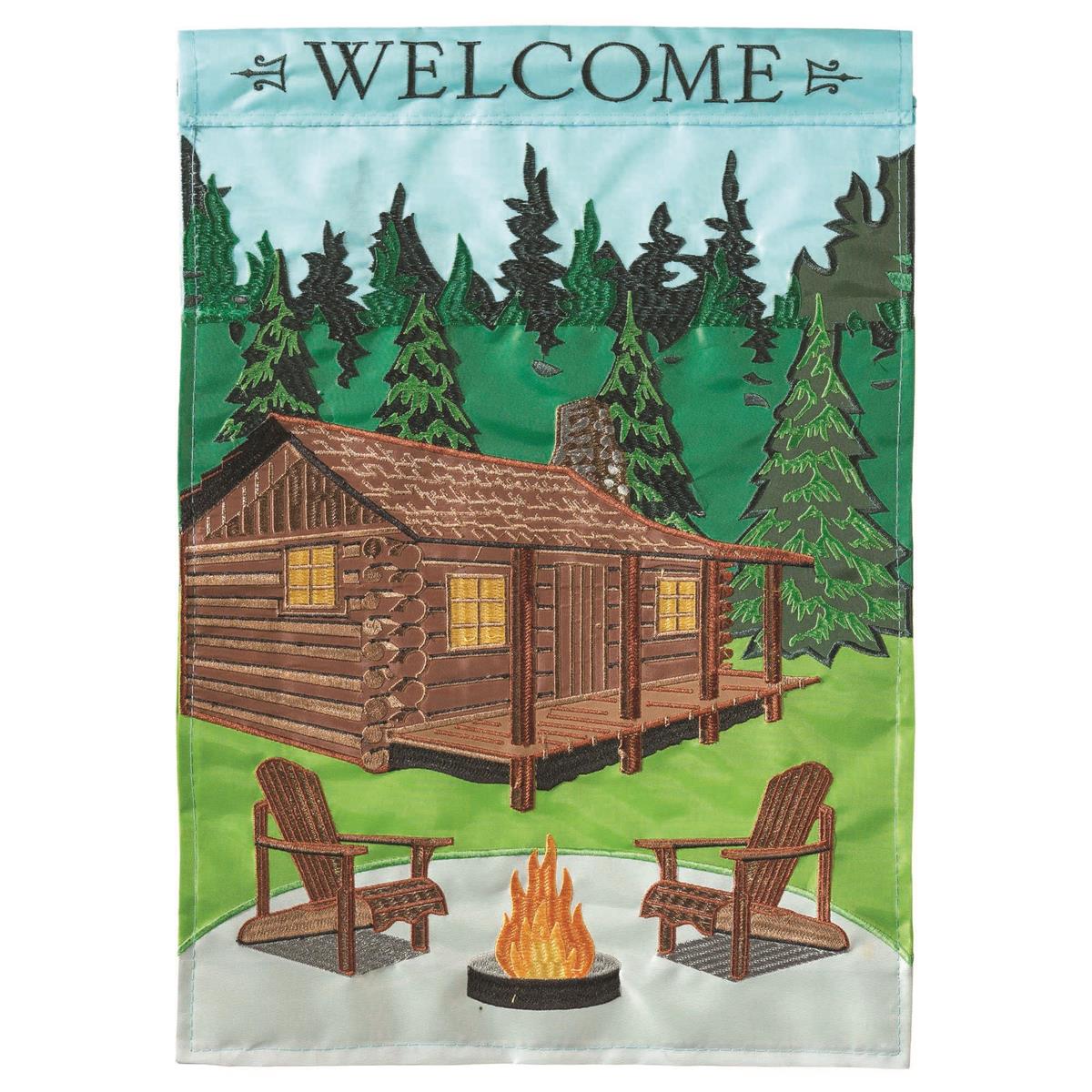 Early Log Cabin Flags Welcome Cabin Flag Etsy